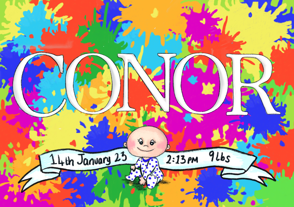 Baby Name Paint Splat - Art by Carmel Behan